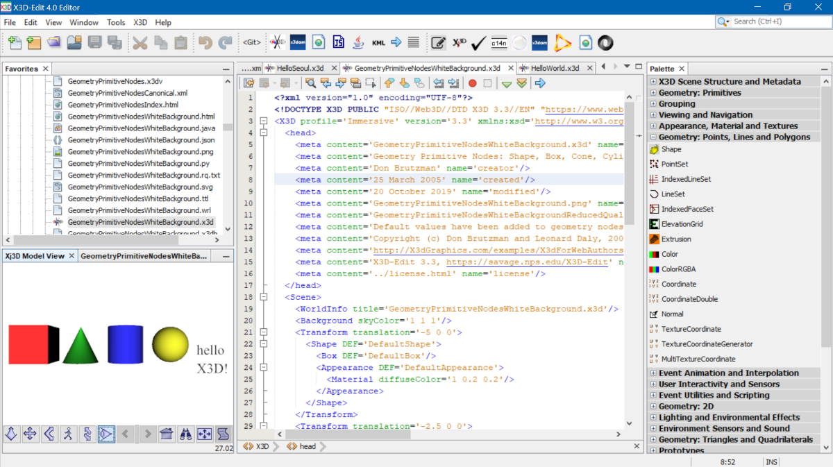 X3D-Edit 4.0 Authoring Tool for Extensible 3D (X3D) Graphics